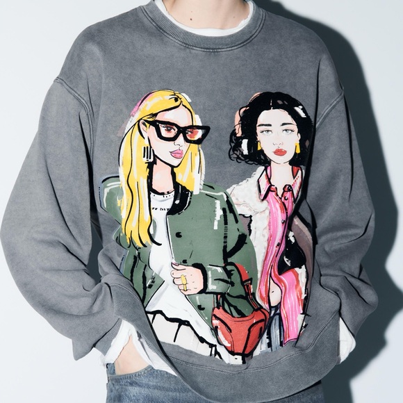 Zara | Sweaters | Vintage Style Y2k Artsy Fashion Oversized Graphic Pop ...